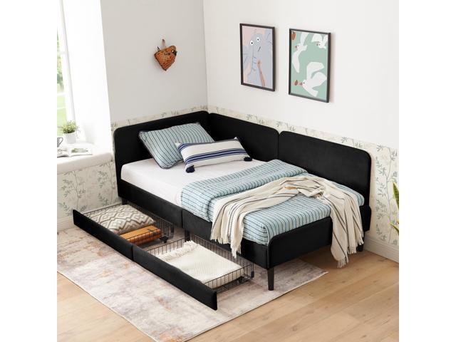 Click here for Twin Size Upholstered Platform Bed Frame with 2 St... prices