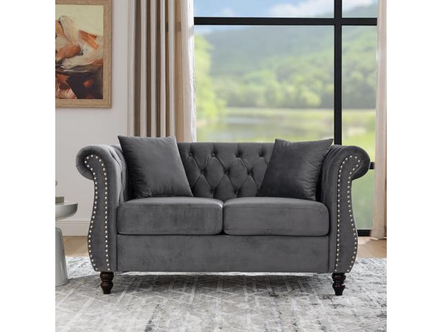 Click here for 58.8 Chesterfield Sofa Grey Velvet for Living Room... prices