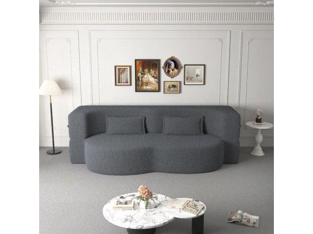 Click here for Modern Floor Sofa with 2 Pillows Convertible Teddy... prices