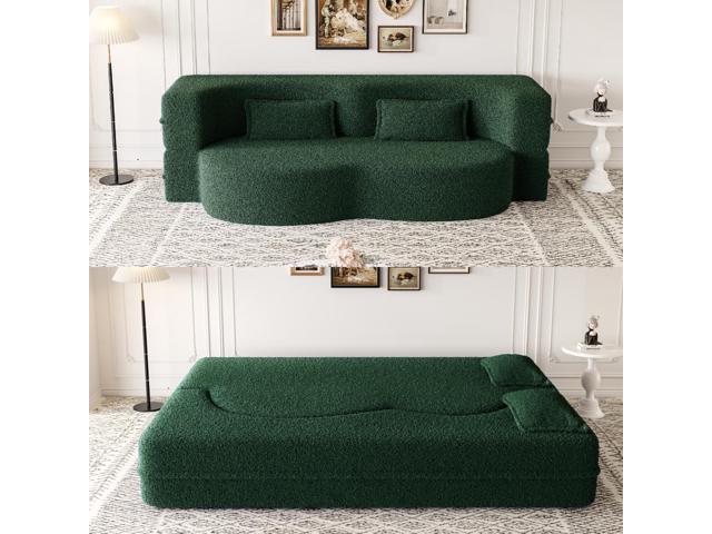 Click here for Modern Floor Sofa with 2 Pillows Convertible Teddy... prices