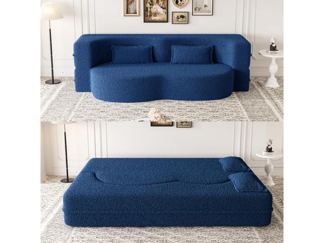 Click here for Modern Floor Sofa with 2 Pillows Convertible Teddy... prices