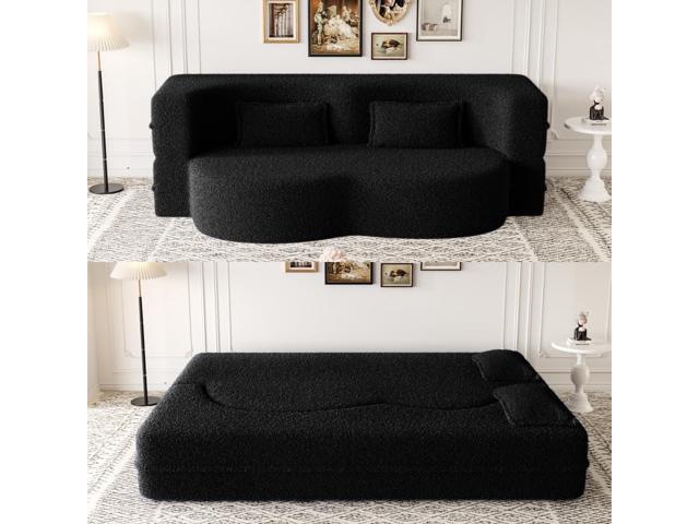 Click here for Modern Floor Sofa with 2 Pillows Convertible Teddy... prices