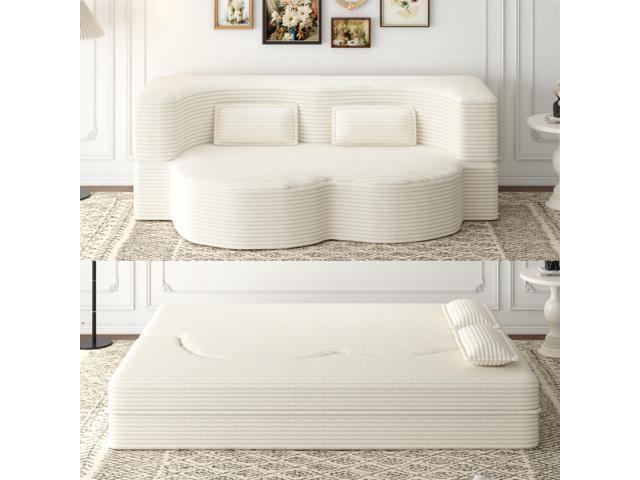 Click here for Modern Floor Sofa with 2 Pillows Convertible Plush... prices