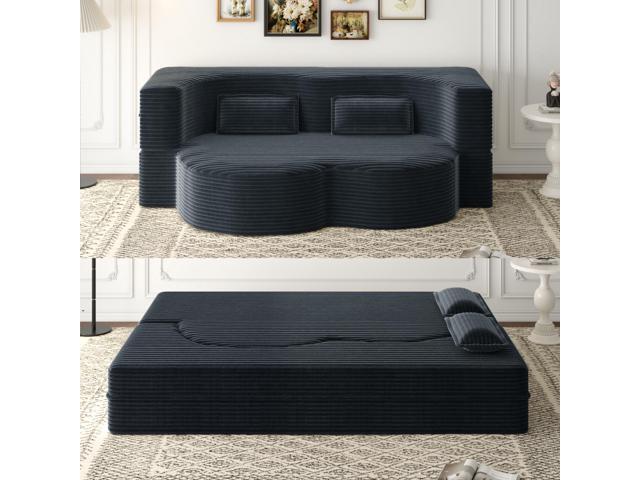 Click here for Modern Floor Sofa with 2 Pillows Convertible Plush... prices