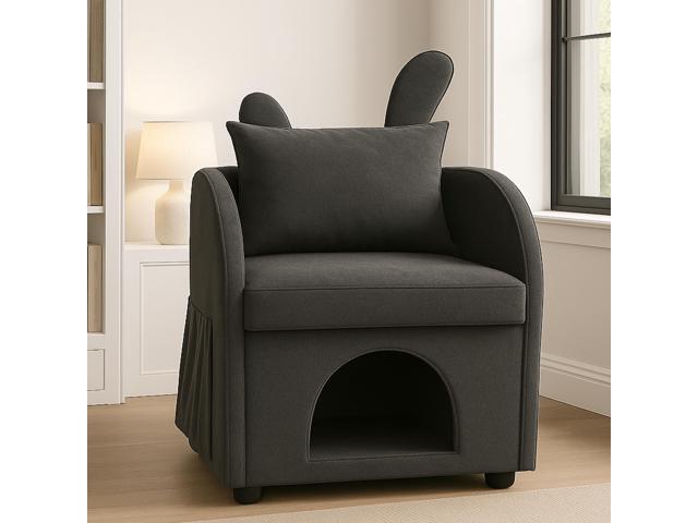 Click here for Dark Gray Bunny-Ear Pet-Friendly Armchair with Scr... prices
