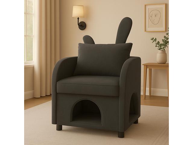 Click here for Dark Gray Bunny-Ear Pet-Friendly Armchair with Scr... prices