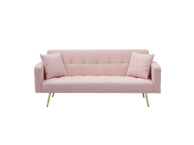 Click here for 71.7 - inch Pink Teddy Fleece Sofa Bed with Two Co... prices