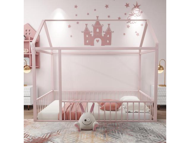 Click here for Twin Size Metal Bed House Bed Frame with Fence  fo... prices