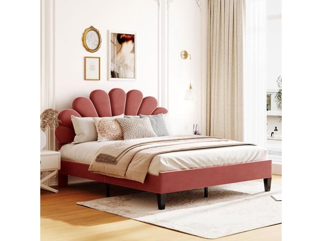Click here for Queen Size Upholstered Platform Bed with Flower Pa... prices