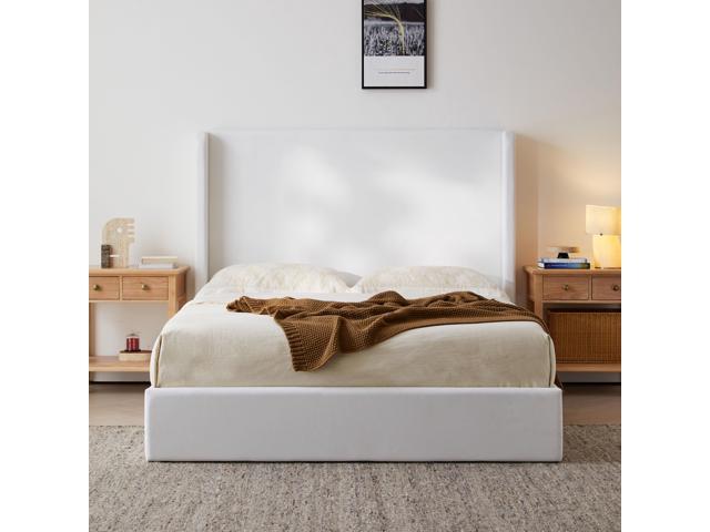 Click here for Carmen Upholstered Wingback Bed / Upholstered Plat... prices