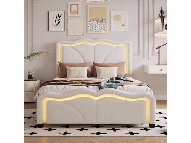Click here for Twin Size Upholstered Platform Bed with Curve Shap... prices