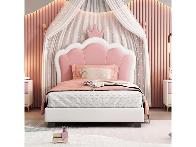 Click here for Twin size Upholstered Princess Bed With Crown Head... prices