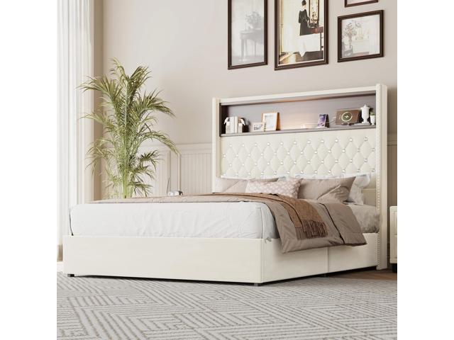 Click here for Full Size Velvet Tufted Soft Bed Frame with USB Po... prices