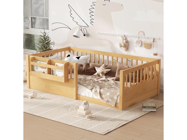 Click here for Twin Floor bed with Heightened Fence and bookshelf... prices