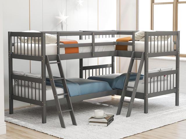 Click here for L-Shaped Bunk Bed with Ladder Twin Size-Gray(OLD S... prices