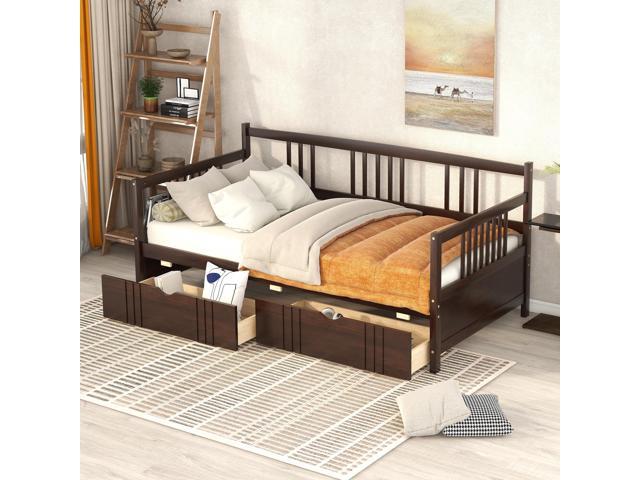Click here for Twin Size Daybed Wood Bed with Two Drawers Espress... prices
