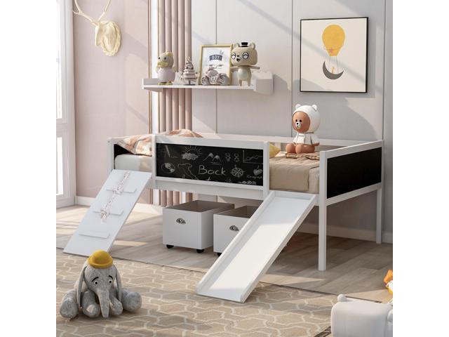 Click here for Twin size Loft Bed Wood Bed with Two Storage Boxes... prices