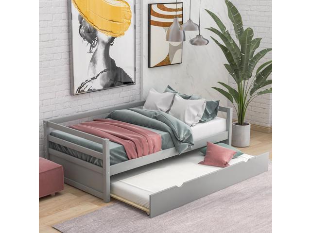 Click here for Daybed with Trundle Frame Set  Twin Size  Gray prices