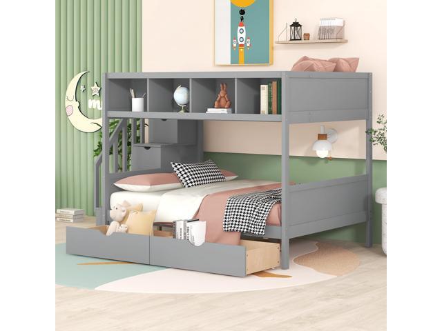 Click here for Twin over Full Bunk Bed with Shelfs  Storage Stair... prices
