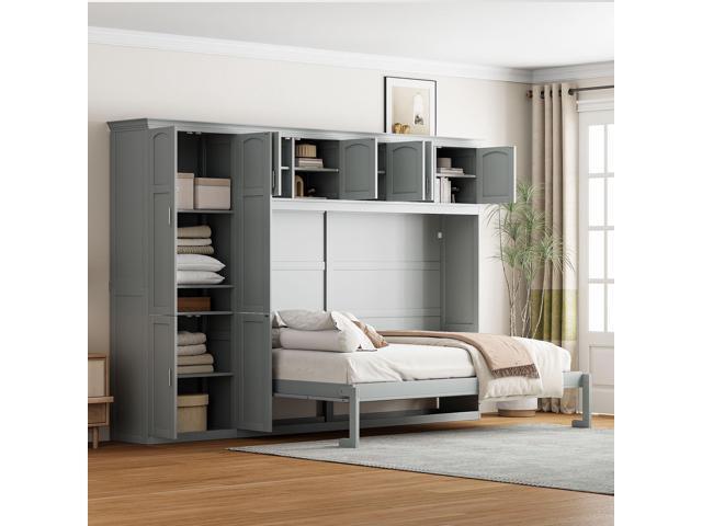 Click here for Queen Size Murphy Bed Wall Bed with Cabinets Gray prices