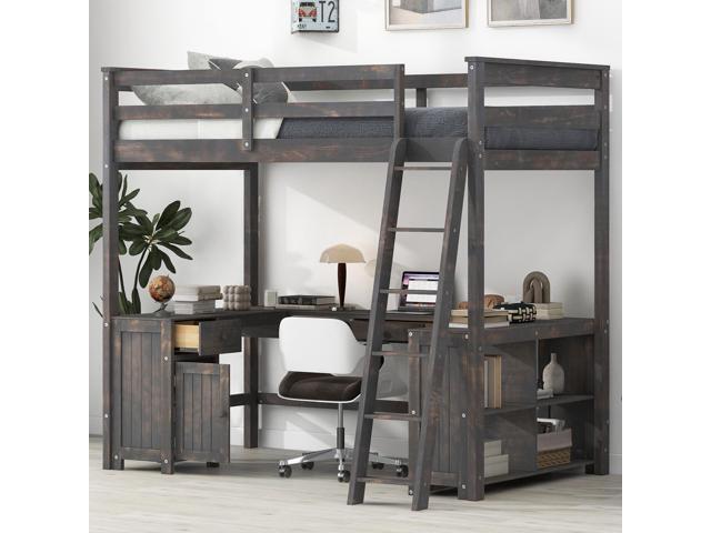 Click here for Full Size Loft Bed with U-shaped Desk  Drawers and... prices