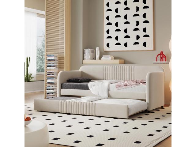 Click here for Upholstered Daybed Sofa Bed Twin Size With Trundle... prices
