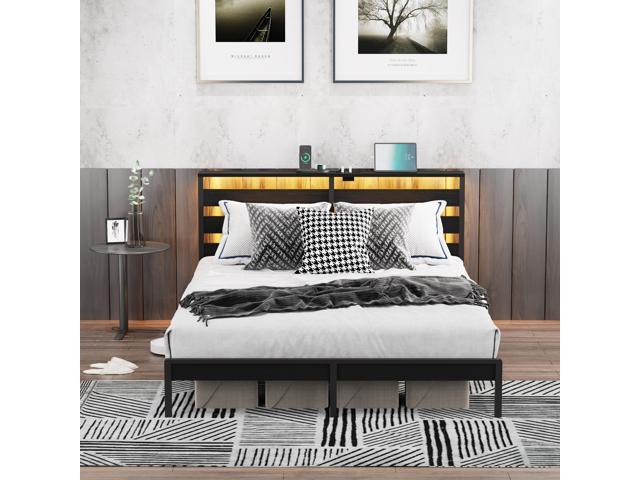 Click here for Full Size Metal Platform Bed Frame with Wooden Hea... prices