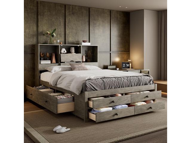 Click here for Queen Size Platform Bed with Storage Headboard and... prices