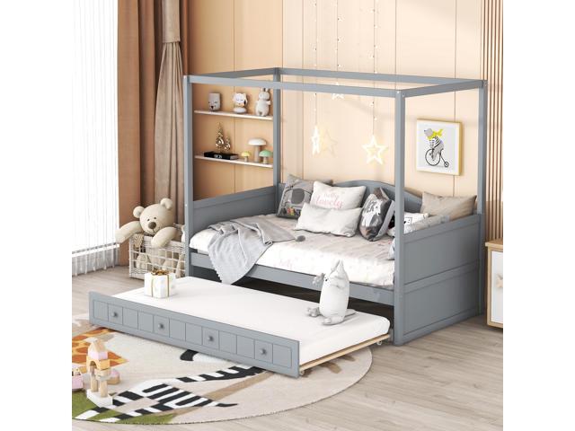 Click here for Twin Size Canopy Day Bed with twin size Trundle  G... prices