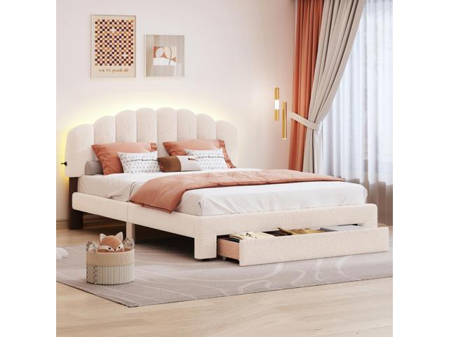 Click here for Teddy Fleece Queen Size Upholstered Platform Bed w... prices