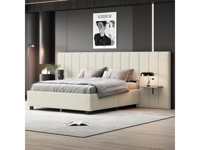 Click here for Queen Size Upholstered Platform Bed with Big Headb... prices