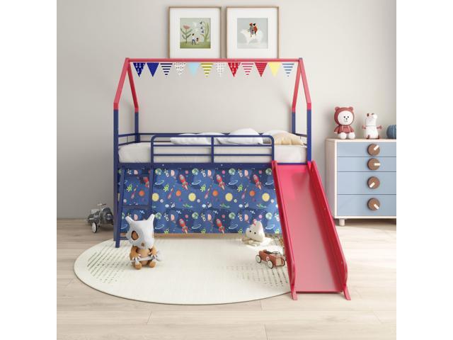 Click here for Jack Metal Junior House Twin Loft Bed with Slide a... prices