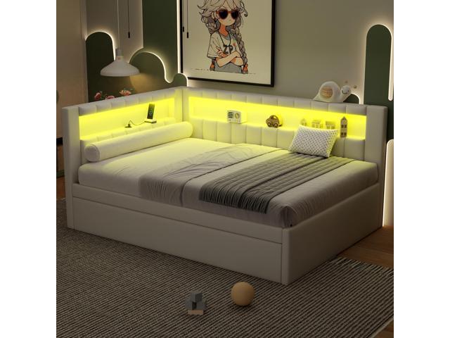 Click here for Upholstered Full Size Platform Bed with USB Ports... prices