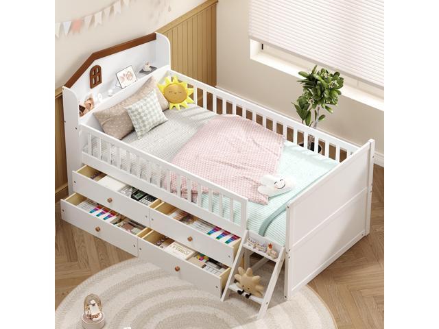 Click here for Twin Bed Frame with Storage 4 Drawers Wooden Bed F... prices