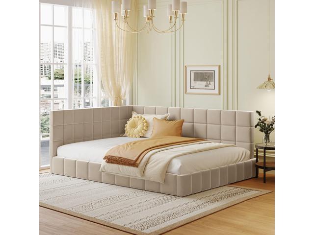 Click here for Full Size Upholstered Daybed/Sofa Bed Frame-Beige... prices