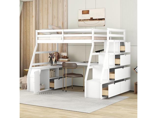 Click here for Twin Size Loft Bed with 7 Drawers 2 Shelves and De... prices