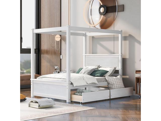 Click here for Wood Canopy Bed with two Drawers  Full Size Canopy... prices