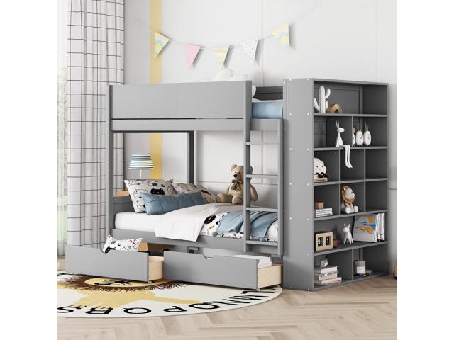 Click here for Twin over Twin Bunk Bed With 2 Drawers and Multi-l... prices