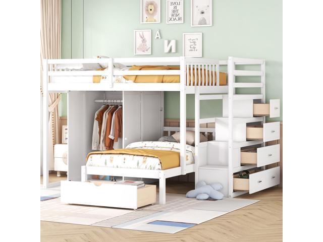 Click here for Full Over Twin Bunk Bed with Wardrobe  Drawers  Wh... prices