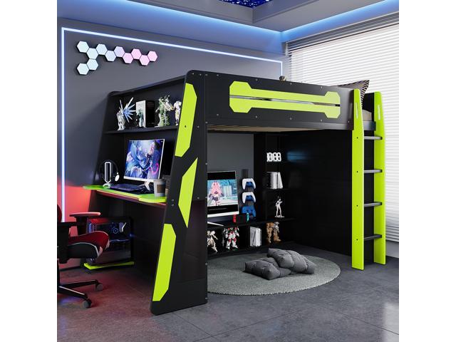 Click here for Full Size Wood Loft Bed with Desk  Multi-storage S... prices