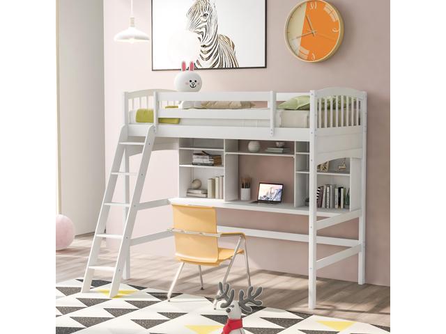 Click here for Twin size Loft Bed with Storage Shelves  Desk and... prices