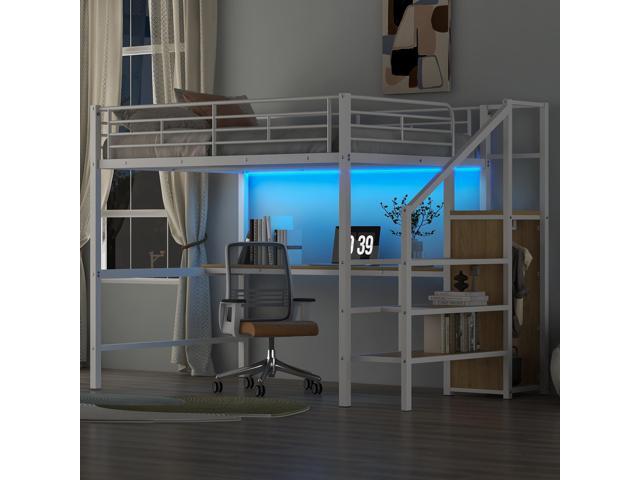 Click here for Full Size Metal Loft Bed with Desk  Storage Stairc... prices