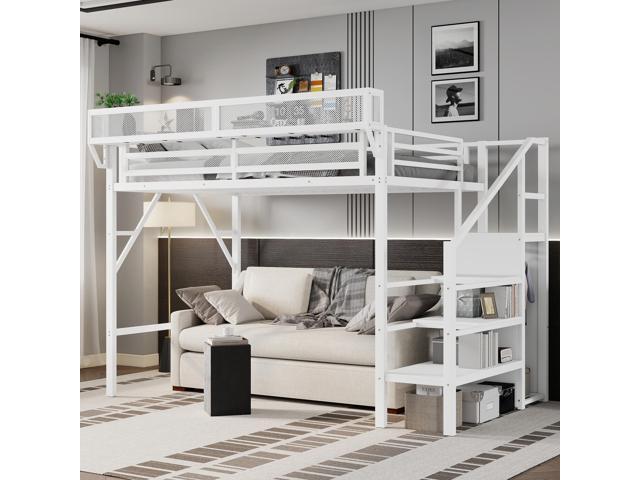Click here for Twin XL Size Loft Bed with Stairs  Metal Full Loft... prices