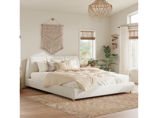 Click here for King Size Modern Upholstered Bed Frame with Linen... prices