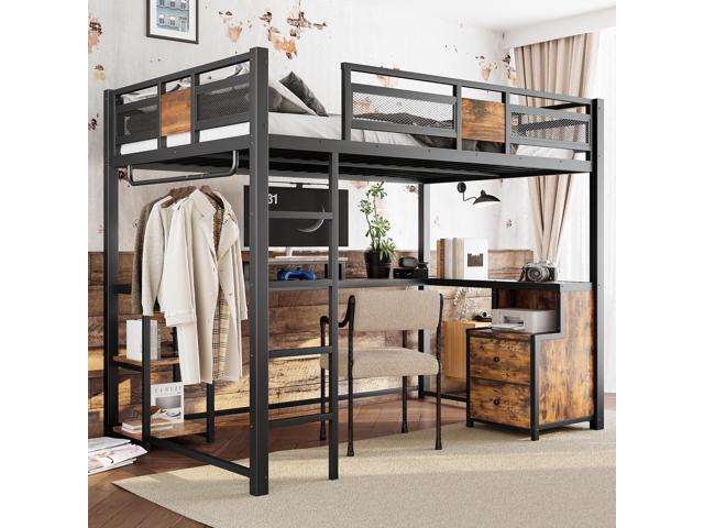 Click here for Full Loft Bed with Desk and Storage Non-woven Fabr... prices