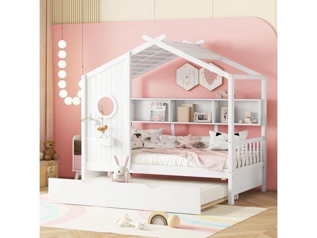 Click here for Wooden Twin Size House Bed With Trundle  Modern De... prices