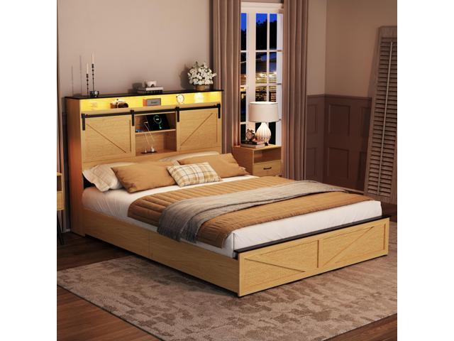 Click here for Farmhouse Queen Size Bed Frame with Storage Headbo... prices