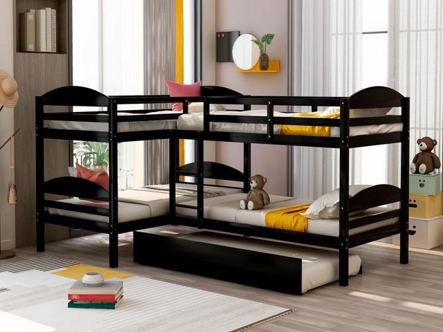 Click here for Twin L-Shaped Bunk bed with Trundle-Espresso{OLD S... prices