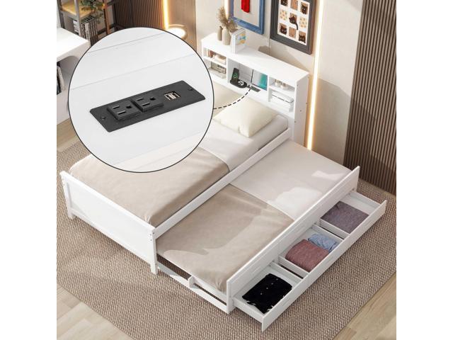 Click here for Twin Size Platform Bed with Storage Headboard  USB... prices