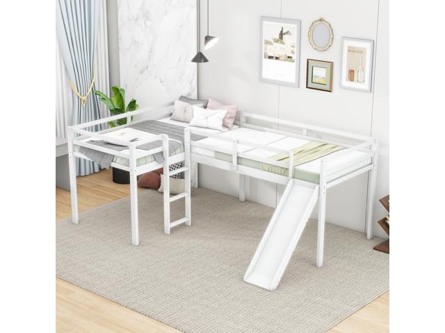 Click here for L-Shaped Twin Size Loft Bed with Ladder and Slide... prices